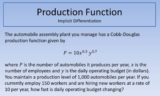 Production Function | Microtutorials in Mathematics